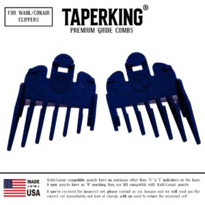 Taper King Hair Clipper Guide Comb Guard Set - Fool Proof Tapers & Fades at Home! Sapphire (#1/2 to #3) - Compatible with Wahl/Conair Clippers!