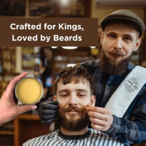 Made in USA Beard Balm for Men-Sandalwood & Patchouli Scent-Mustache Wax Conditioner and Moisturizer-Rich Nutrients Beeswax, Jojoba, Coconut Oil & Pinon Pine Resin-Beard Wax for Men for Grooming 2 0Z