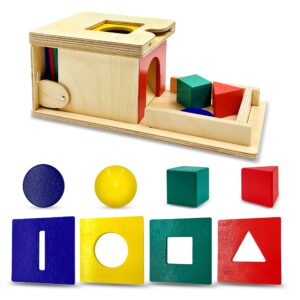 templeton montessori wooden shape sorter & object permanence toy with new stay-put swappable shape templates