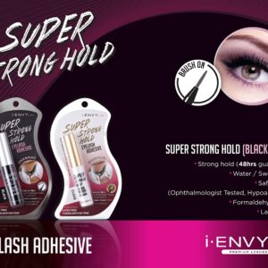 i-Envy by KISS Super Strong Hold Eyelash Adhesive, Waterproof Long-Lasting Strip Lash Glue, Natural-Looking Allergy & Latex Free with Brush Applicator (Clear & Black, Combo Pack)