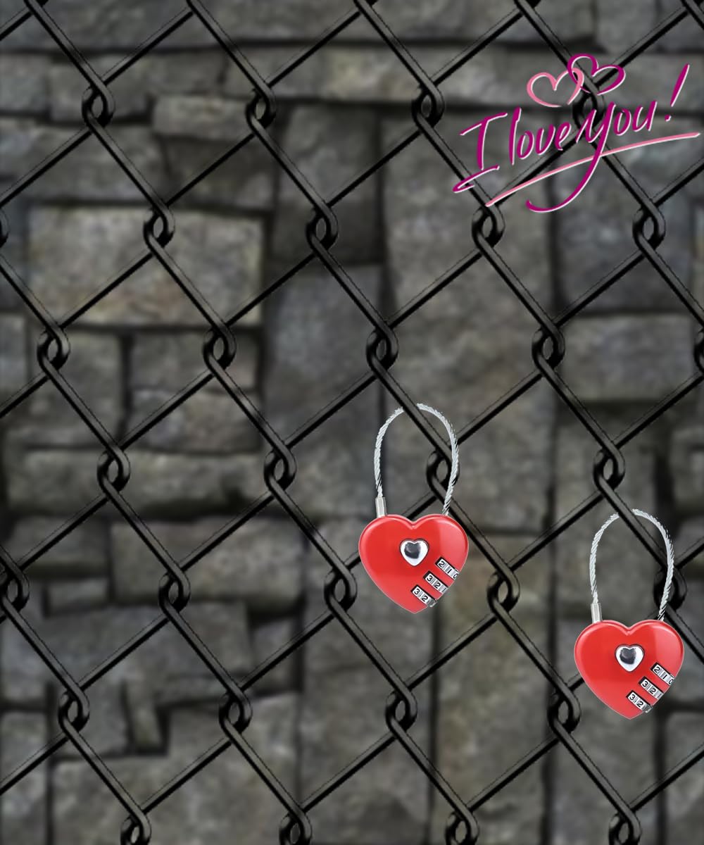 2Pcs Wire Rope Heart Shape Love Lock 3 Digital Combination Padlock Resettable Password for Travel Bags