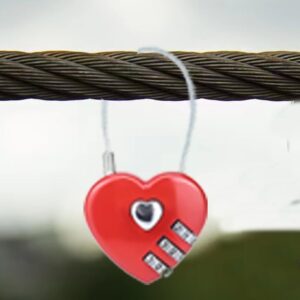 2Pcs Wire Rope Heart Shape Love Lock 3 Digital Combination Padlock Resettable Password for Travel Bags