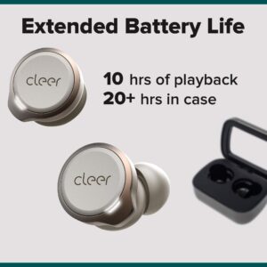 Cleer Audio Ally Plus, True Wireless Hybrid Noise Cancelling Earbuds with 30 Hour Battery, Water Resistant, Music & Calls (Warm Grey)