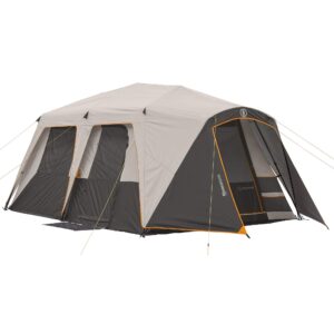 bushnell instant tent | 6 person / 9 person / 12 person instant tents cabin design perfect for 3 season family camping essentials, hunting, and fishing with fast setup and 2 rooms (9 person)