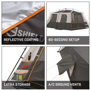 Bushnell Instant Tent | 6 Person / 9 Person / 12 Person Instant Tents Cabin Design Perfect for 3 Season Family Camping Essentials, Hunting, and Fishing with Fast Setup and 2 Rooms (9 Person)