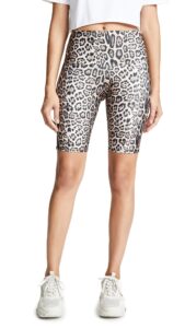 onzie womens high rise bike yoga shorts, leopard, x-small us