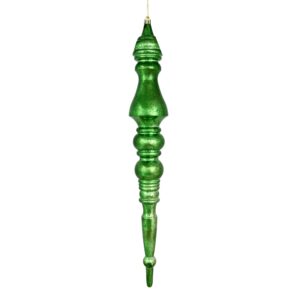 vickerman 20" mercury finial ornament, shatterproof plastic, christmas tree decoration, emerald