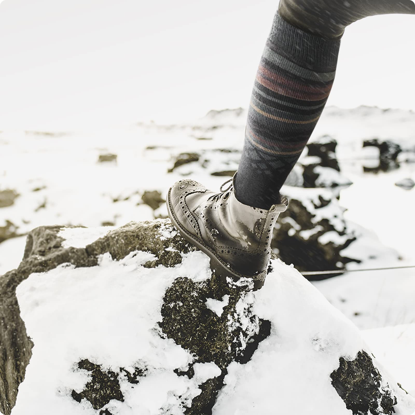 OutdoorMaster Ski Socks 2-Pack Merino Wool, Non-Slip Cuff for Men & Women - Gray, L/XL