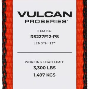 VULCAN Ratchet Strap with Flat Hooks - 2 Inch x 27 Foot - 2 Pack - PROSeries - 3,300 Pound Safe Working Load