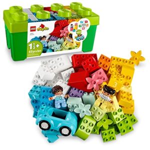 lego duplo classic brick box building set - features storage organizer, toy car, number bricks, build, learn, and play, great gift playset for toddlers, boys, and girls ages 18+ months, 10913