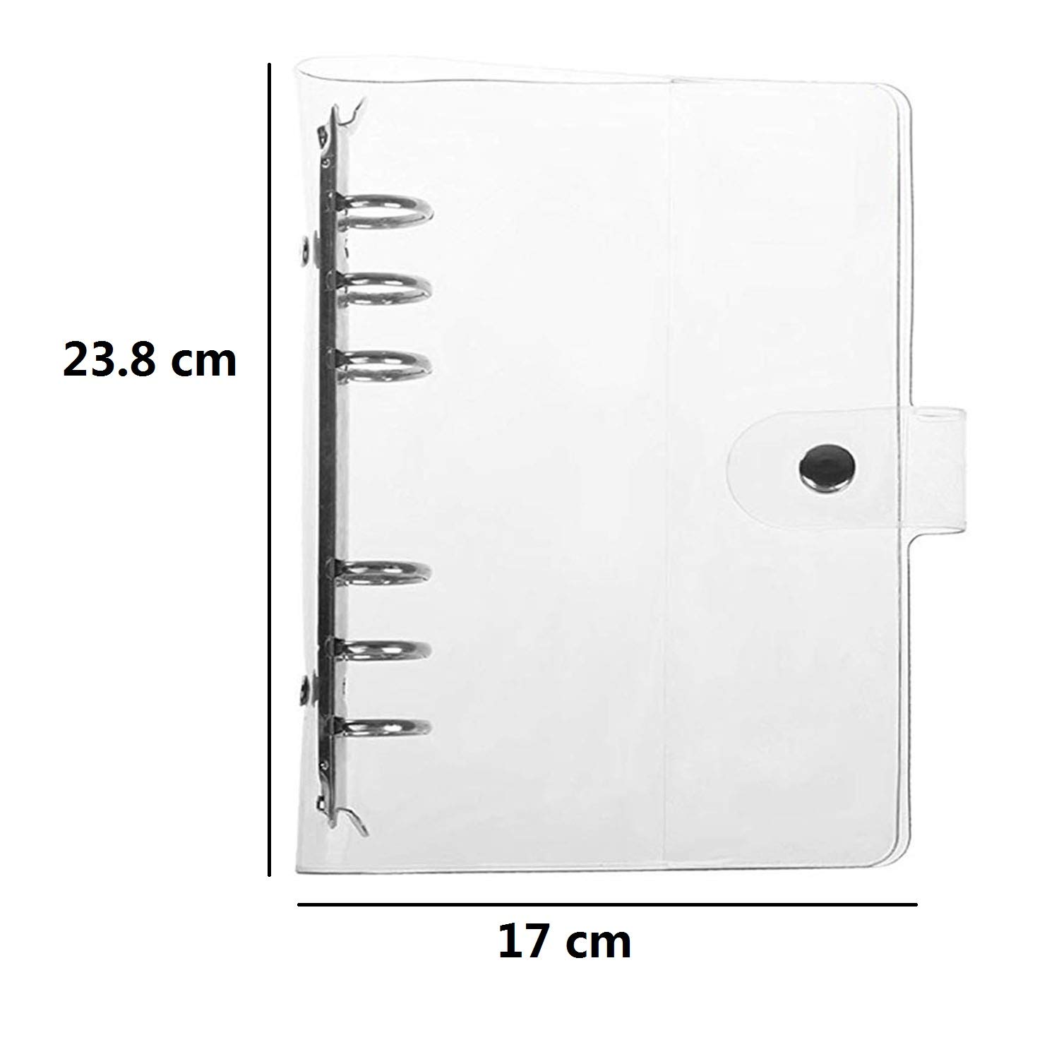 FUKQVOD Pack of 2 Transparent Soft PVC 6-Ring Binder Cover w/Snap Button Closure for 6 Hole Planner Pages Refill Insert (White)