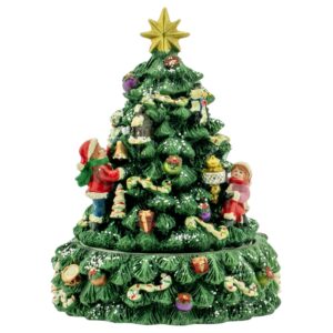 elanze designs christmas tree and santa revolving music box - plays tune we wish you a merry christmas