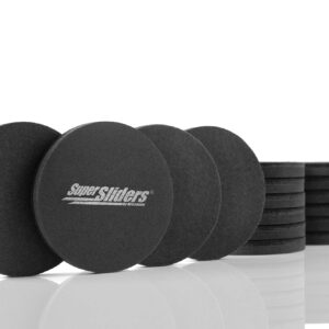 Super Sliders 3 1/2" Round Reusable Furniture Sliders for Hard Surfaces - Effortless Moving and Surface Protection, Black (16 Pack)