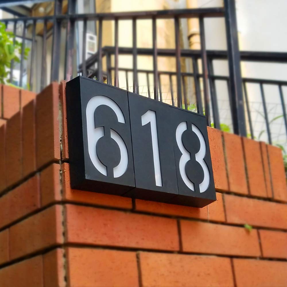 LED Solar House Number Light, Garden Numbers Solar Powered Address Sign LED Illuminated Outdoor Plaques and Wall Art Lighted Up for Home Yard Street (Digit 1)