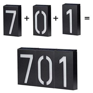 LED Solar House Number Light, Garden Numbers Solar Powered Address Sign LED Illuminated Outdoor Plaques and Wall Art Lighted Up for Home Yard Street (Digit 1)