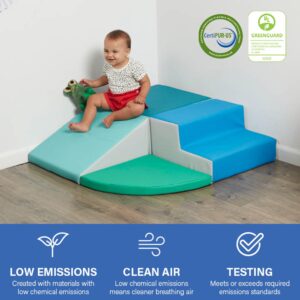 SoftScape Toddler Playtime Corner Climber, Indoor Active Play Structure for Toddlers and Kids, Safe Soft Foam for Crawling and Sliding (4-Piece Set) - Contemporary/Green, 11619-CTGN