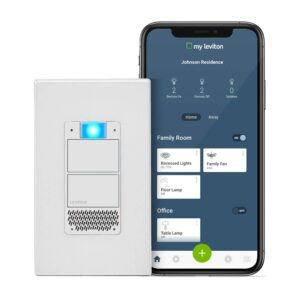 leviton decora smart voice dimmer switch with amazon alexa built-in, wi-fi 1st gen, neutral wire required, works with my leviton, alexa, google assistant, dwvaa-1bw, white