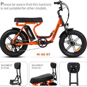 ADDMOTOR Electric Bike Backrest Rear Back Seat Cushion with Soft Thick PU Leather for EB2.0 M-66 R7(Black)