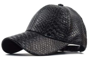 inogih snakeskin-leather baseball-cap unisex casual-dad-hat adjustable snapback for women men black