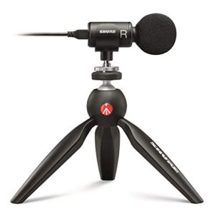 Shure Portable Videography Kit - Professional Recording Rig with MV88+ iPhone Mic, Manfrotto PIXI Tripod, Phone Clamp, Mount, AMV88-Fur Windjammer and SE215 PRO Sound Isolating Earbuds (MV88+SE215-CL)