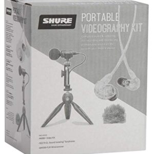 Shure Portable Videography Kit - Professional Recording Rig with MV88+ iPhone Mic, Manfrotto PIXI Tripod, Phone Clamp, Mount, AMV88-Fur Windjammer and SE215 PRO Sound Isolating Earbuds (MV88+SE215-CL)