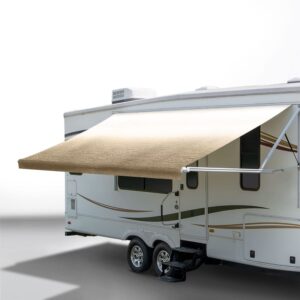 recpro rv awning fabric replacement | width options from 8 to 22 feet | variety of color options | 8' (96") length rv awning replacement | premium vinyl (18' - actual width 17' 1", tan/camel fade)