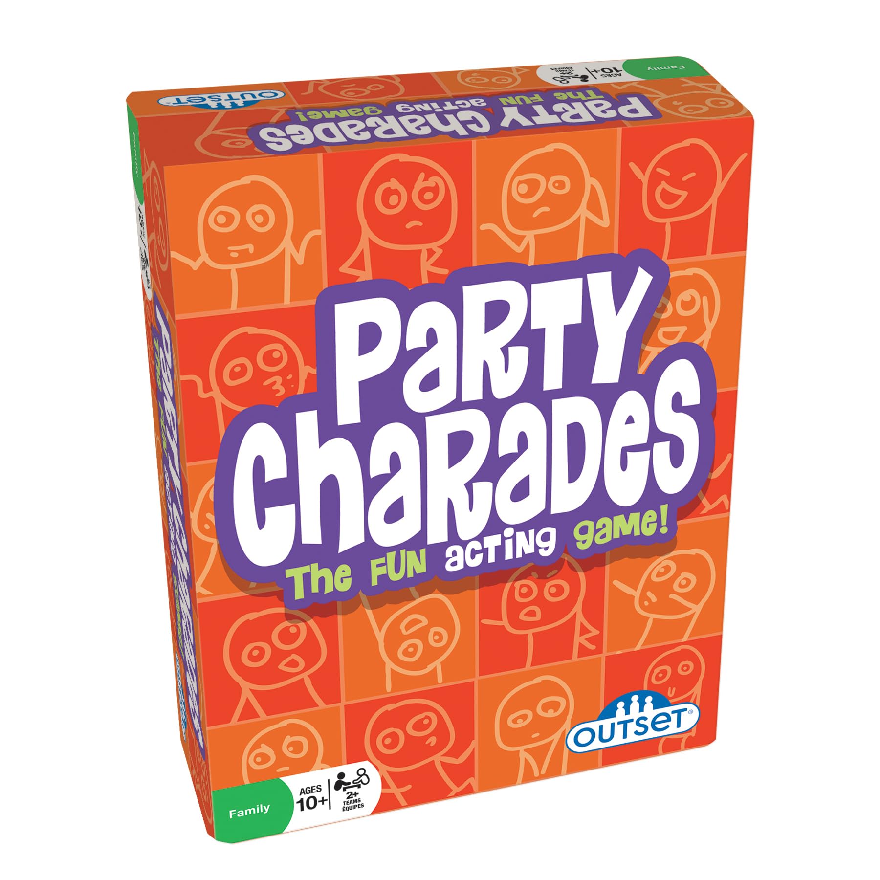 Party Charades - Outset Media, The Fun Acting Party Game, Team-vs-Team, Family Game Night, Ages 10+, 2+ Teams