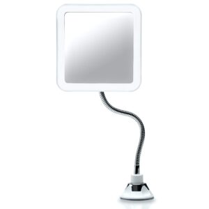 fancii flexible magnifying mirror 10x with led light and gooseneck, lighted travel makeup mirror, lock suction, natural daylight led, cordless and portable (mira plus)