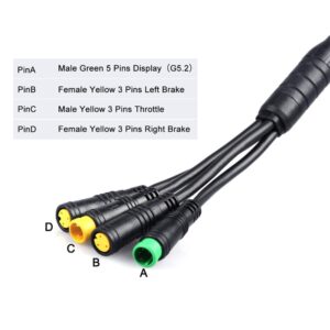 Waterproof 1T4 EB-Bus Cable Harness for Bafang BBS BBS01 BBS02 BBSHD Mid Motor Display Brake Lever Thumb Throttle Connector