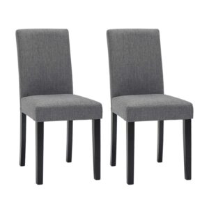 lssbought classic fabric dining chairs dining room chair with solid wood legs (grey set of 2)