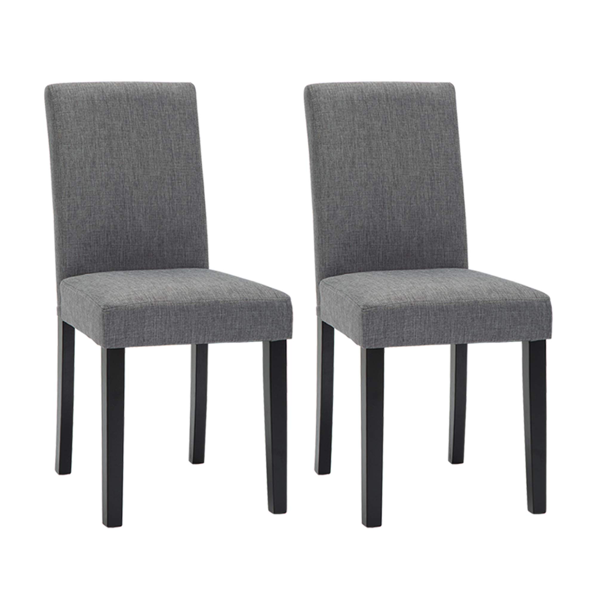 LSSBOUGHT Classic Fabric Dining Chairs Dining Room Chair with Solid Wood Legs (Grey Set of 2)