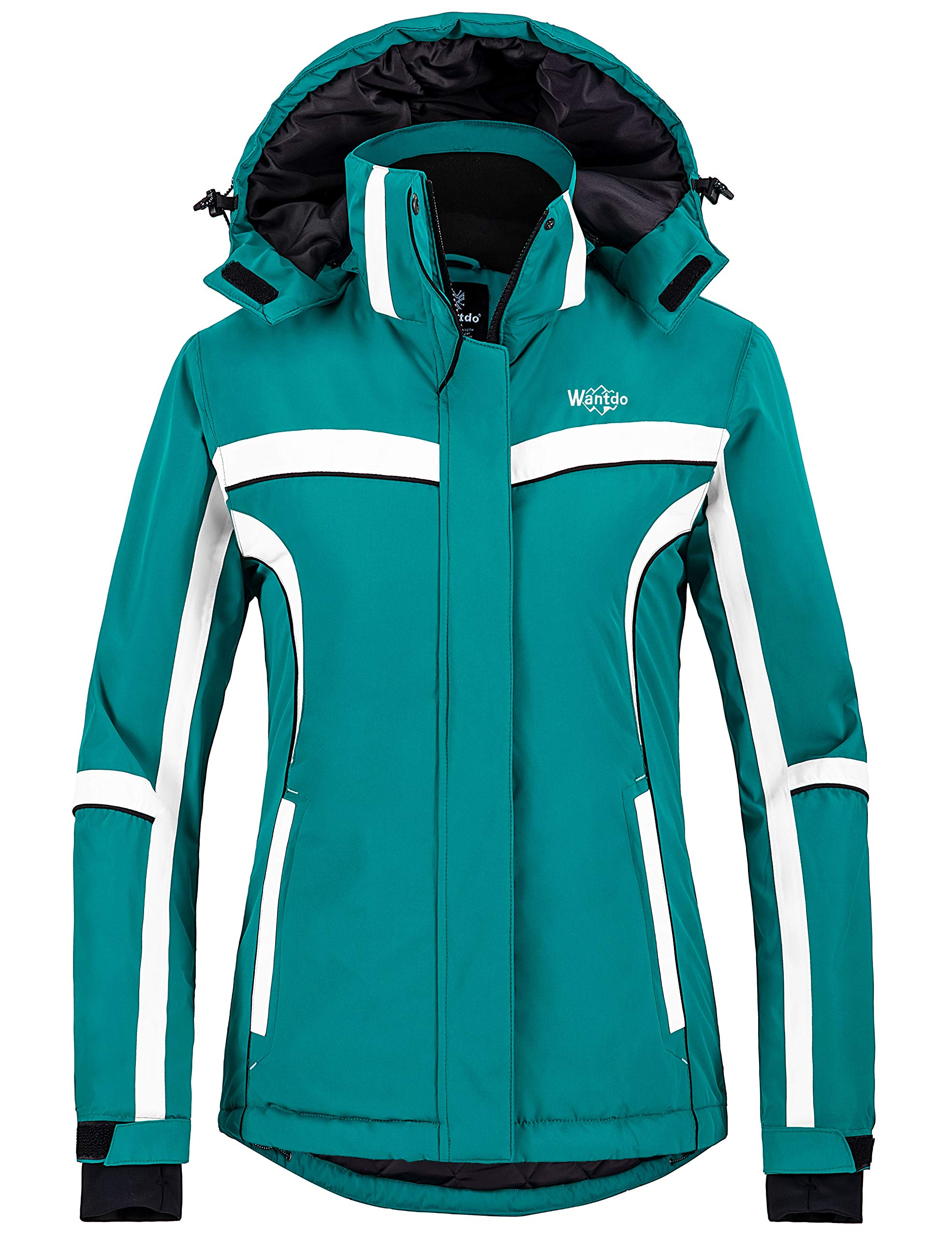 wantdo Women's Mountain Fully Taped Seams Waterproof Snowboard Jacket with Detachable Hood Turquoise M