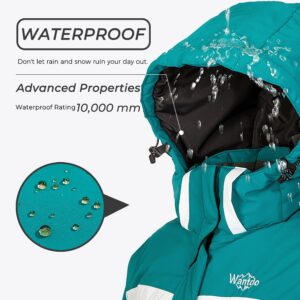 wantdo Women's Mountain Fully Taped Seams Waterproof Snowboard Jacket with Detachable Hood Turquoise M