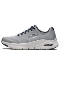 skechers men's arch fit oxford, gray/navy, 12 m us