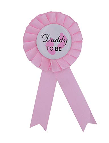 Topfunny Pink Daddy to Be Tinplate Badge Pin Baby Shower Buttons for Baby Shower Party Celebration Gender Reveals Party Suppliers