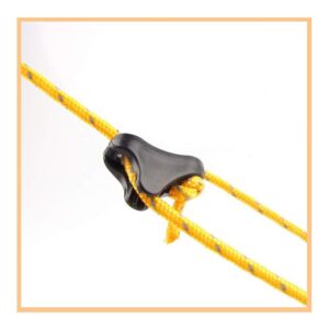 KOOBOOK 10Pcs Camping Tent Awning Rope Fastener Black Plastic Guy Line Runners Tensioner Tightener Non-Slip