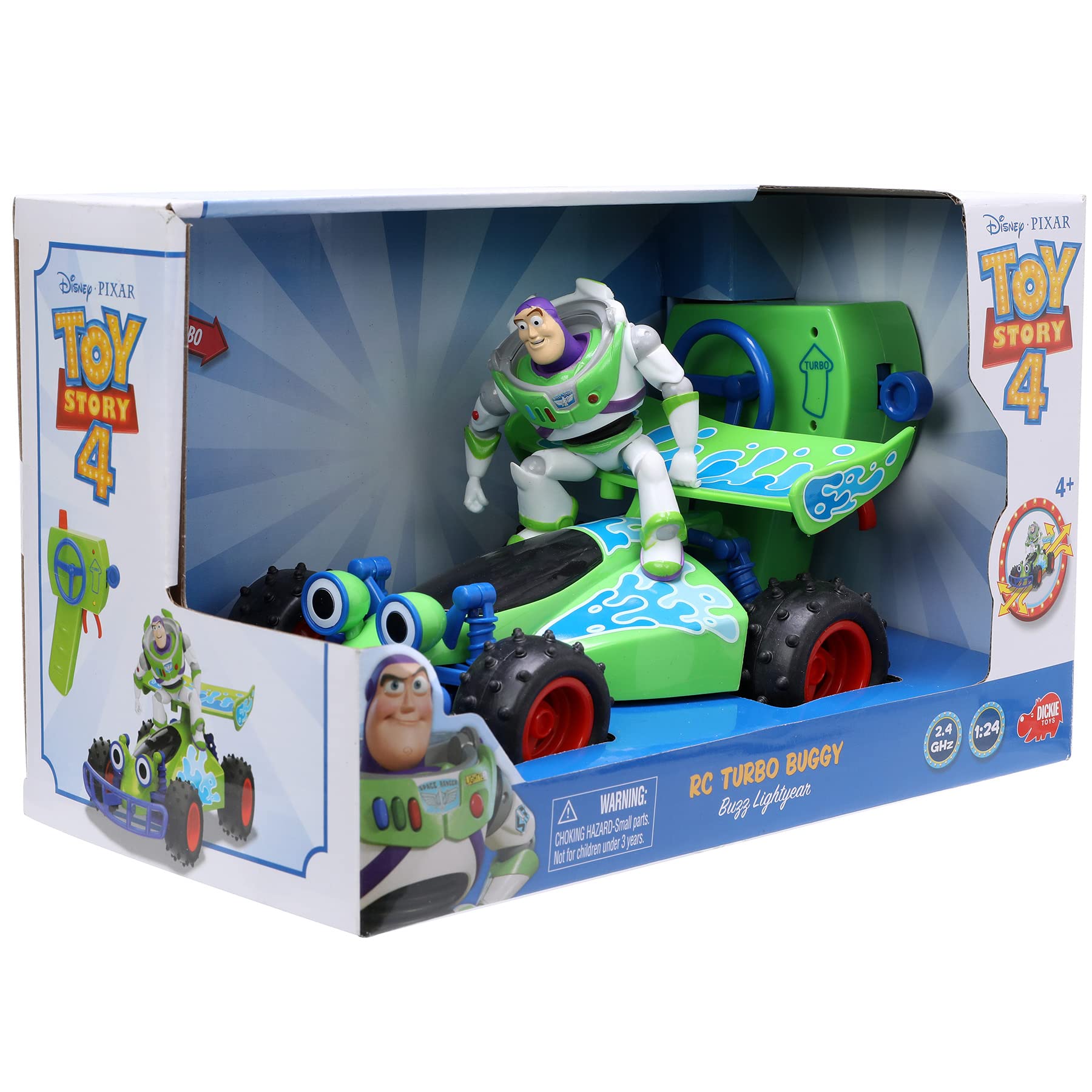 JADA Toys Disney Pixar Toy Story 4 Turbo Buggy W/Buzz Lightyear Radio Control Vehicle, 2.4 Ghz, 1: 24, Multi