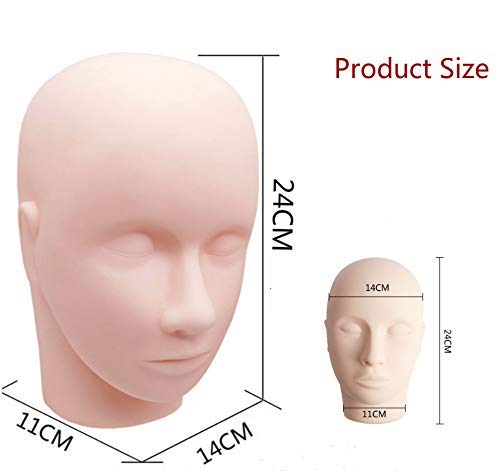 Lash Mannequin Head,Silicone Mannequin Head,Pro Training Mannequin Flat Head Practice,for Make Up and Lash Extention,Cosmetology Mannequin Doll Face Head (Skin colour -A)