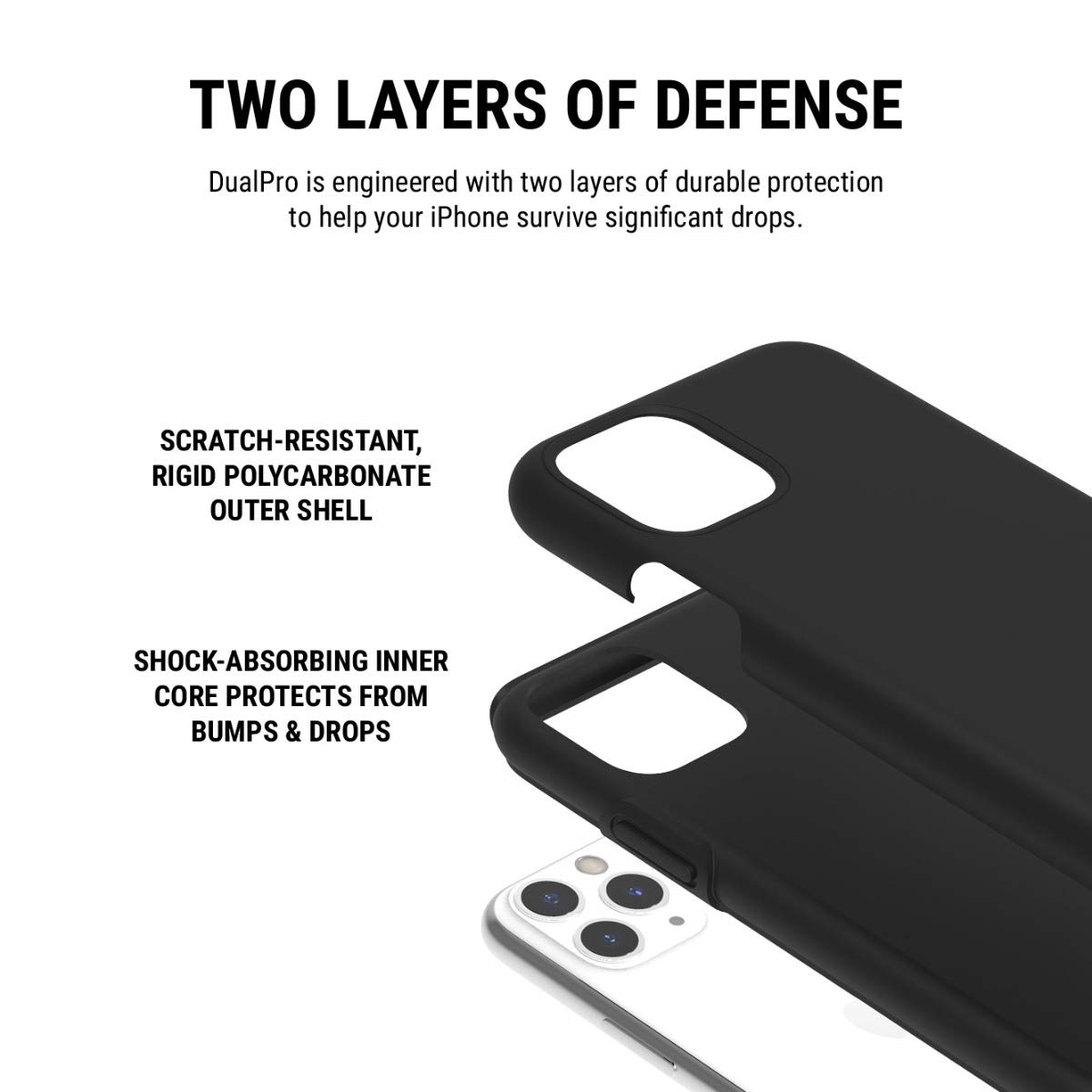 Incipio DualPro Dual Layer Case for Apple iPhone 11 Pro with Flexible Shock-Absorbing Drop-Protection - Black