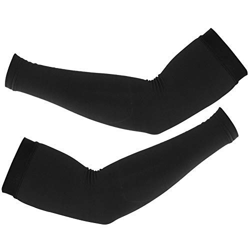 Keenso Arm Warmers, Windproof Cycling Arm Warmers Fleece Sports Arm Sleeves UV Sun Protection Cycling Arm Warmers Men Outdoor Cold Weather Arm Warmers(Black L)