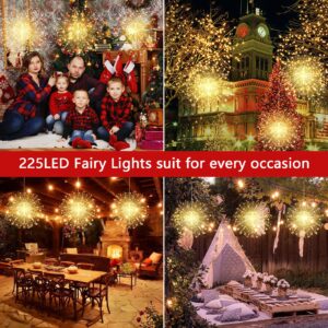 LetsFunny Fairy Christmas String Lights Wire Lights, 225 LED DIY 8 Modes Dimmable Lights with Remote Control, Decorative Hanging Starburst Lights Christmas Indoor Outdoor Decoration