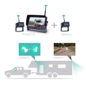 Digital Wireless Backup Camera Kit, 7 Inch Display and 720P HD Resolution, Wide Angle Rear View Camera with Night Vision, 190ft Wireless Reverse Camera System Suitable for Truck, Motorhome, 5th Wheel