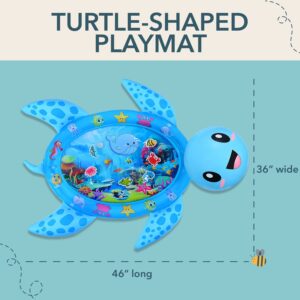 MAGIFIRE Tummy Time Water Mat for Infants 3-12 Months Old, Sea Turtle Measures 36 Inches x 46 Inches, Water Mat for Babies, BPA-Free, Tummy Time Toys