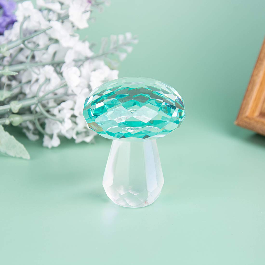 LONGWIN Mini Glass Mushroom Sculpture Colletion Crystal Figurines Idea Home Decoration Paperweight