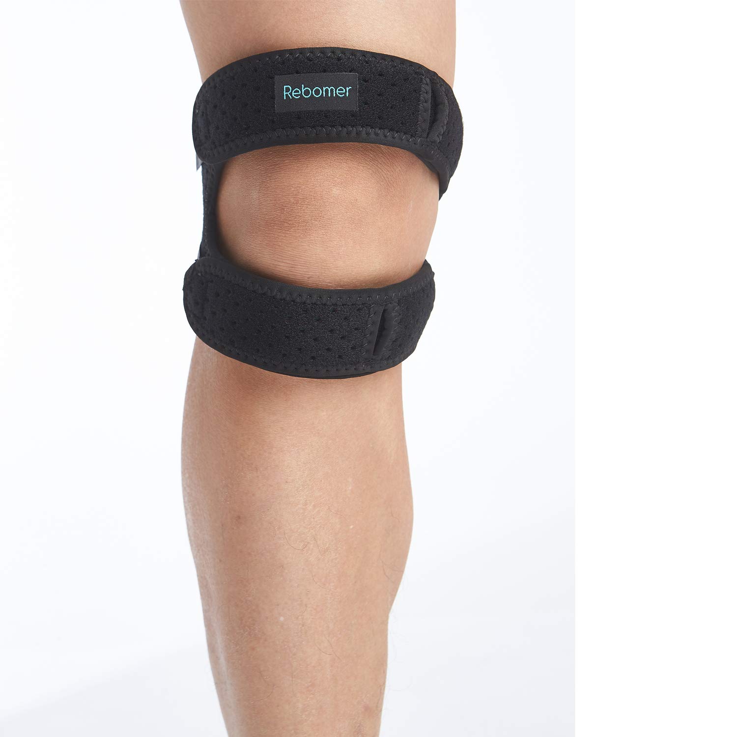 Rebomer Patella Knee Strap Adjustable Knee Brace (3D Silicone Pad) for Men Women Knee Joint Pain Prevention