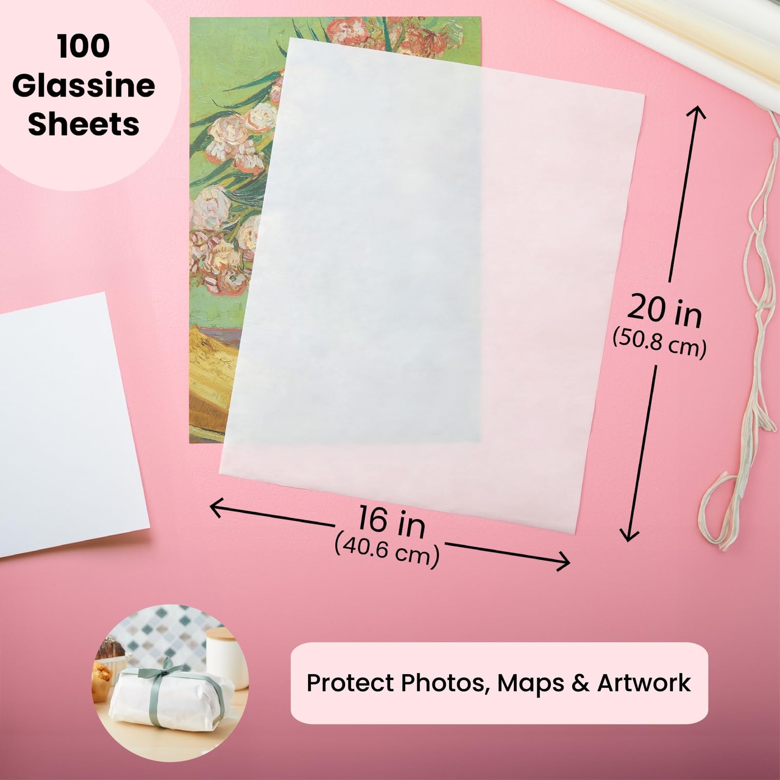 Bright Creations 100 Pack 16 x 20-Inch Glassine Paper Sheets - Pastelmat Achival for Protecting Artwork, Photographs, Documents and DIY Crafts