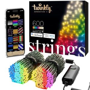 twinkly app-controlled 105ft smart string led lights with 400 aww leds - wifi & bluetooth connectivity, sync with music, indoor/outdoor use (ip44), compatible with google assistant & amazon alexa