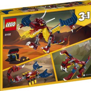 LEGO Creator 3in1 Fire Dragon 31102 Building Kit, Cool Buildable Toy for Kids (234 Pieces)