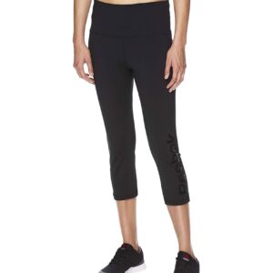 Reebok Womens Highrise Capri Compression Athletic Pants, Black, Medium