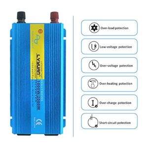 Cantonape 1000W Pure Sine Wave Inverter 12V to 110V AC Power Inverter Converter with 3.1A USB Car Adapter and Cigarette Lighter Plug for Car Outdoor